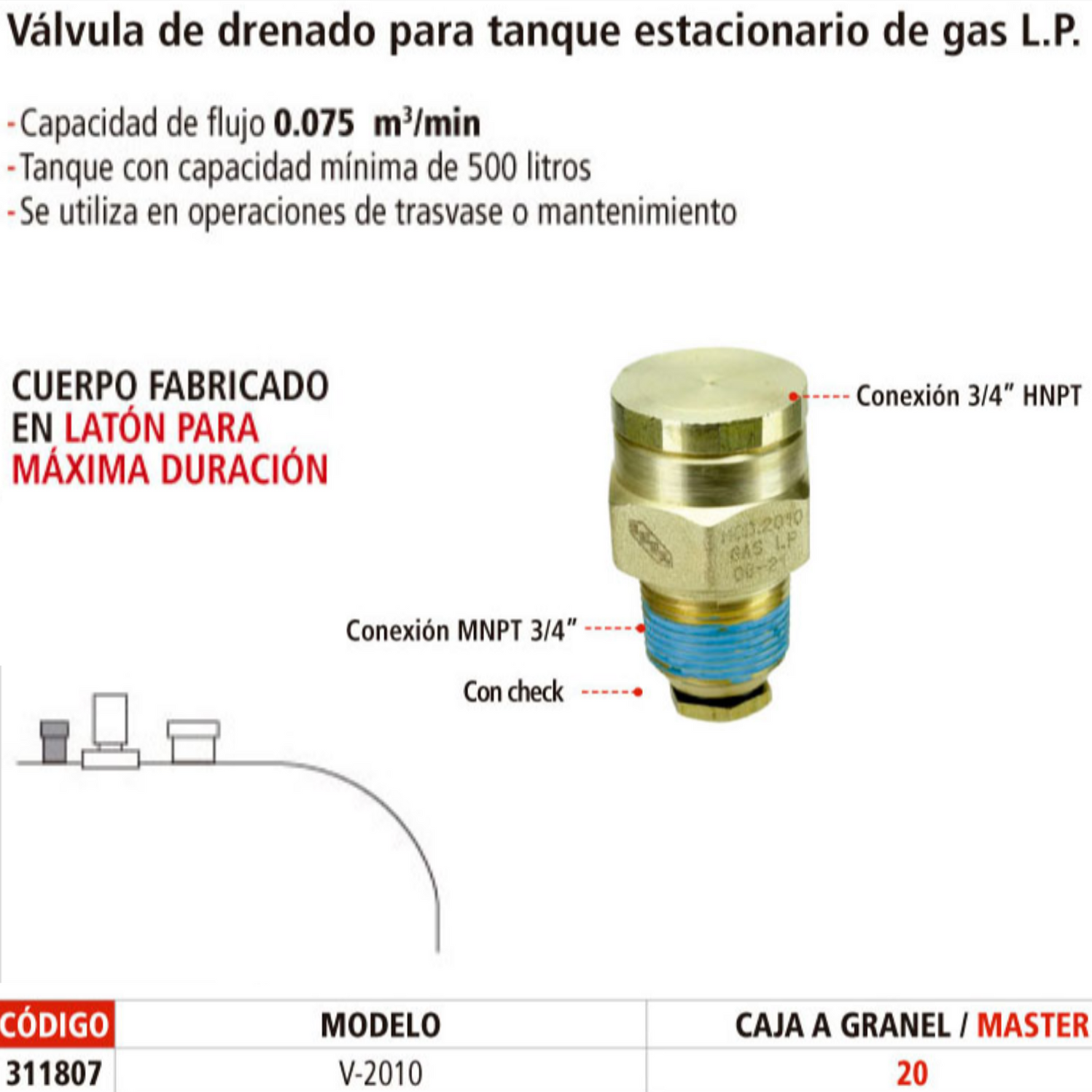 VALVULA CHECK LOCK 3/4" 7572FCT — Temogas de Los Cabos