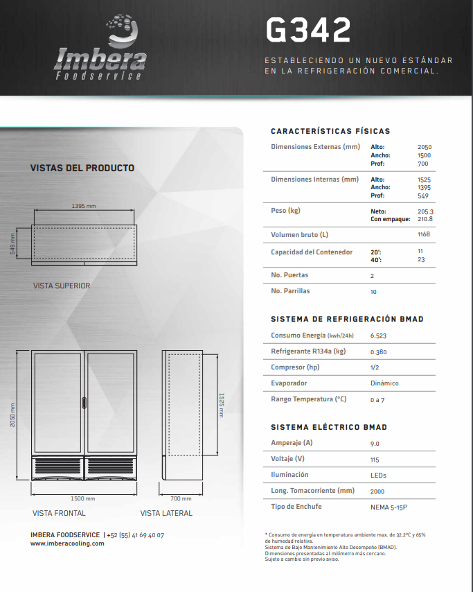 REFRIGERADOR DOS PUERTAS GRANDE MOD G342 — Temogas de Los Cabos