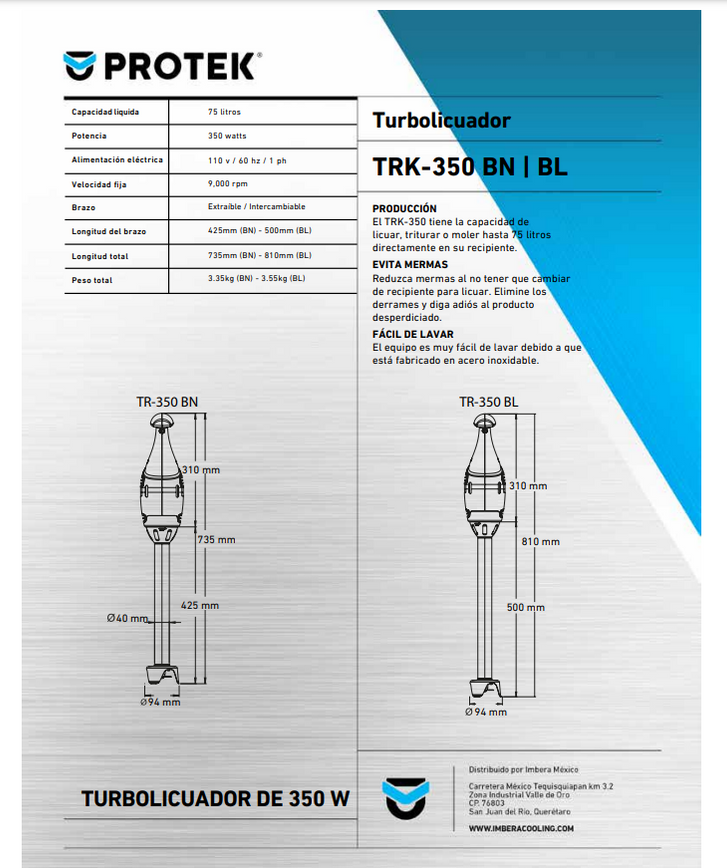 TURBOLICUADORA TRK-350 BL — Temogas de Los Cabos